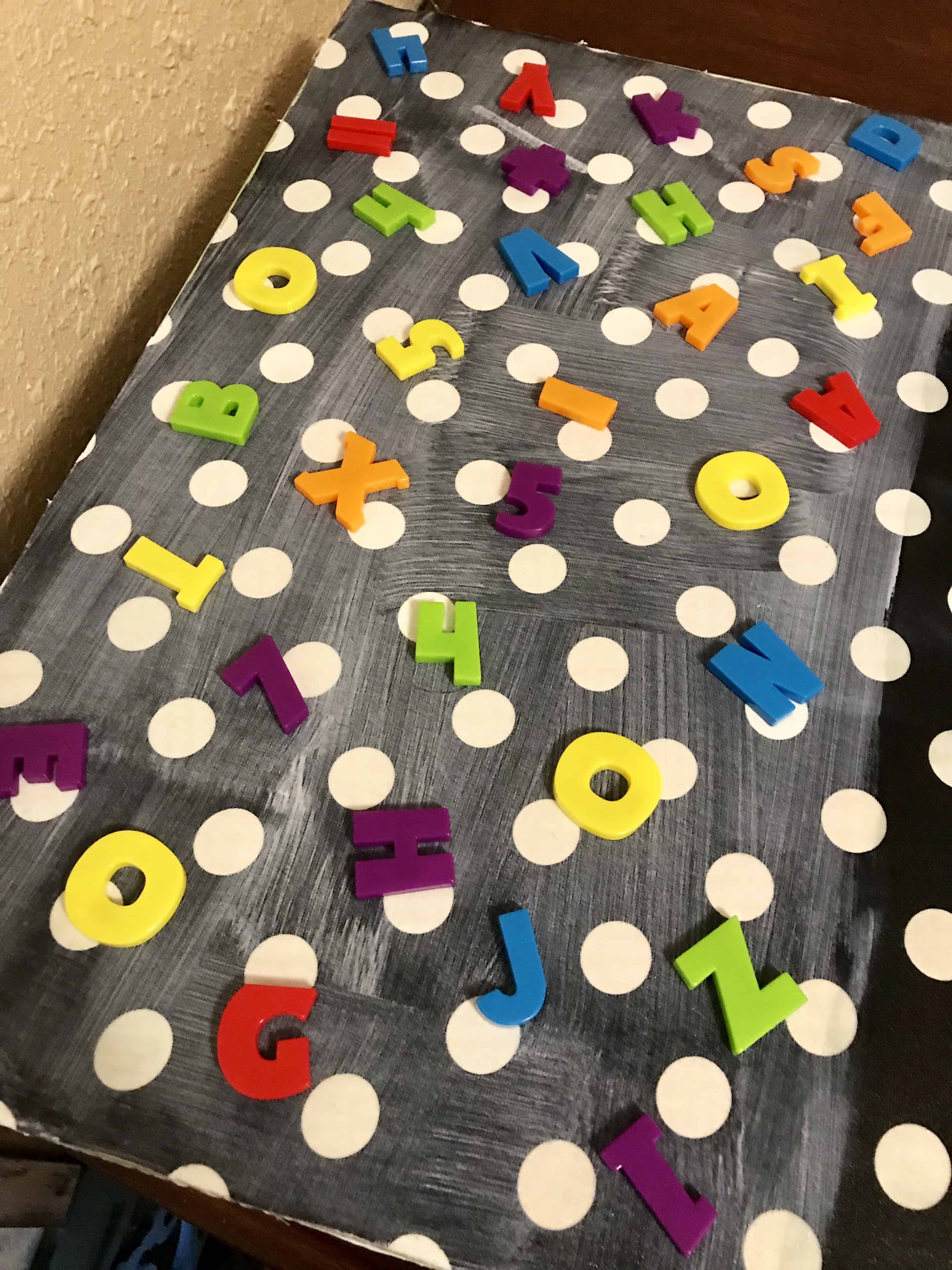 Train Table Makeover with Alphabet Magnets