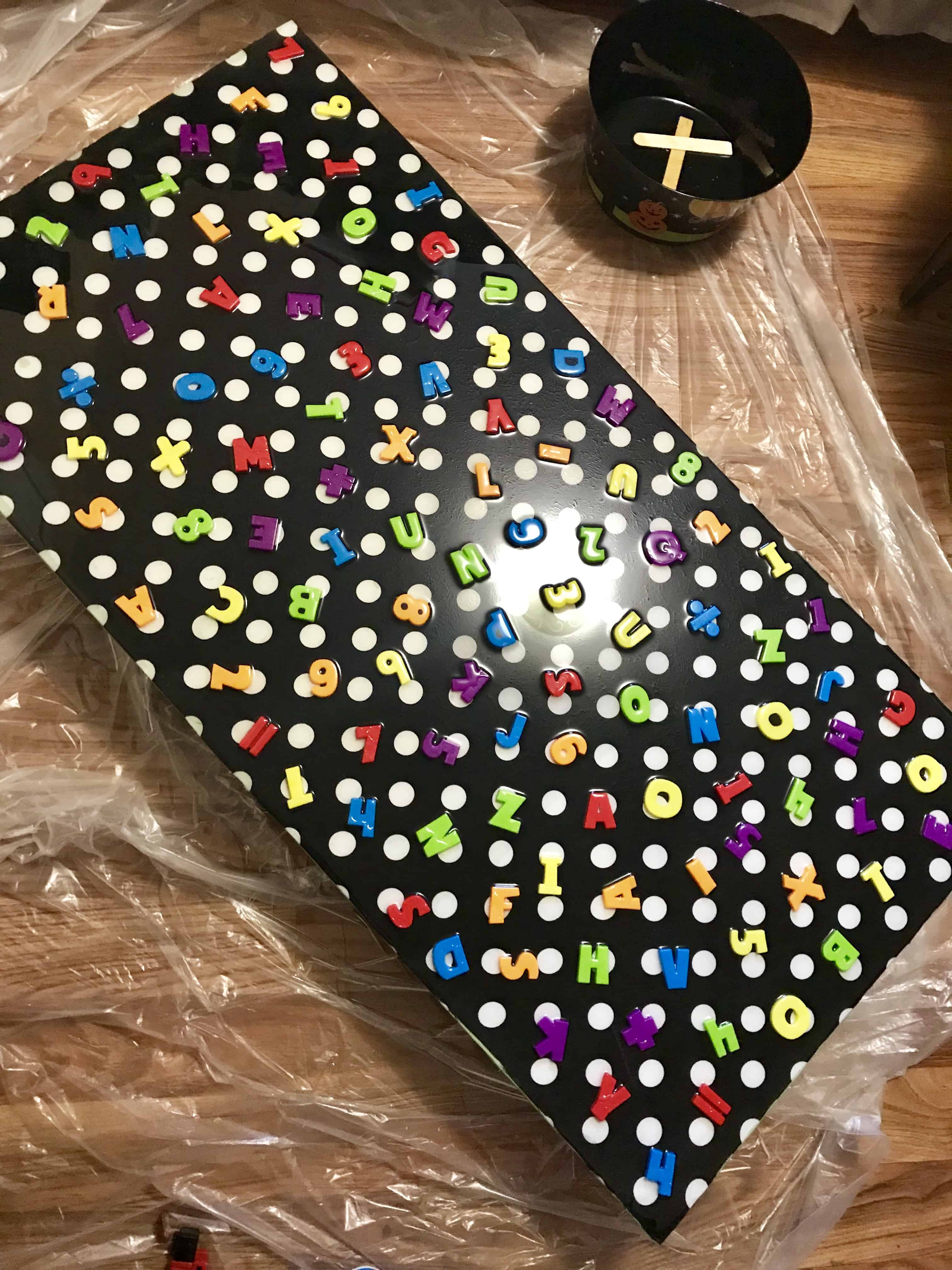 Train Table Makeover with Alphabet Magnets