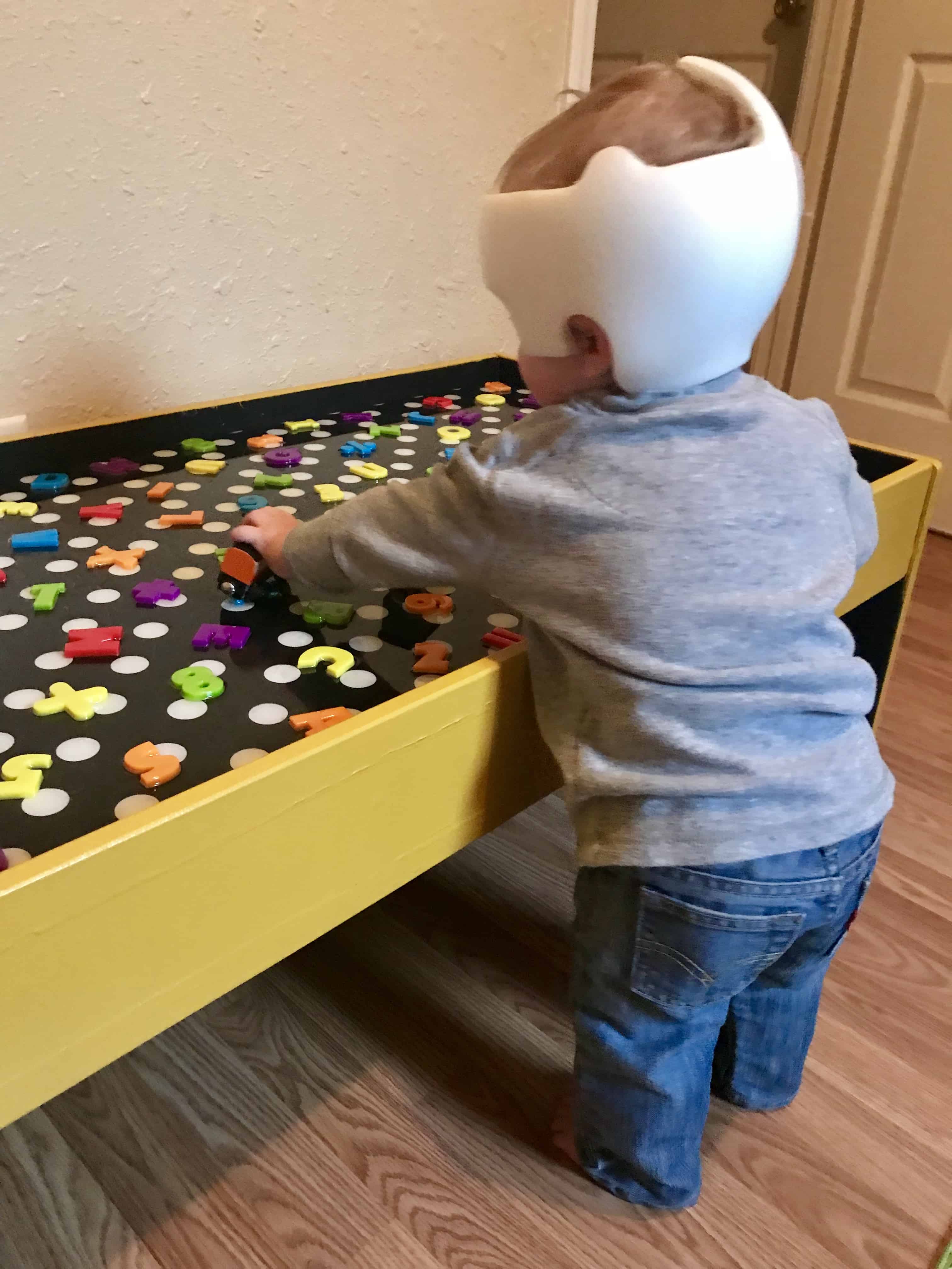 Train Table Makeover with Alphabet Magnets