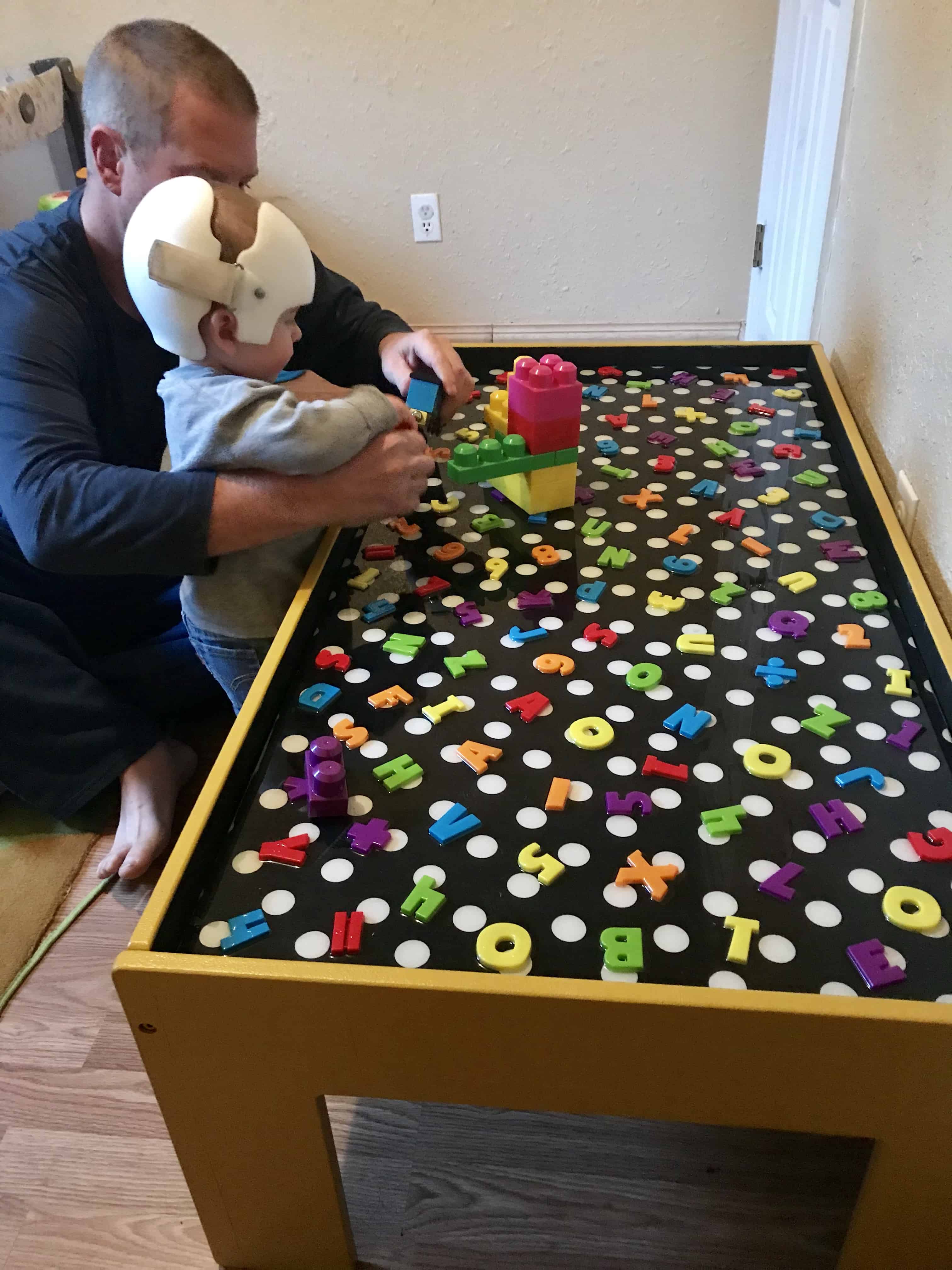 Train Table Makeover with Alphabet Magnets