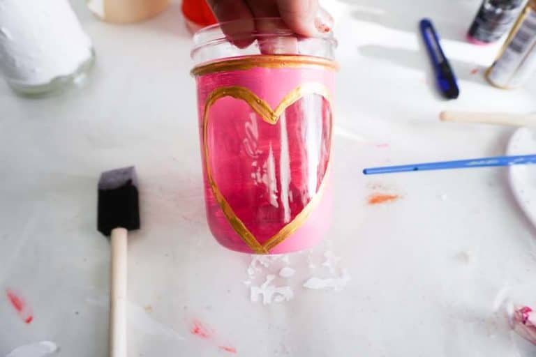 Painted Mason Jar Craft for Valentine's Day
